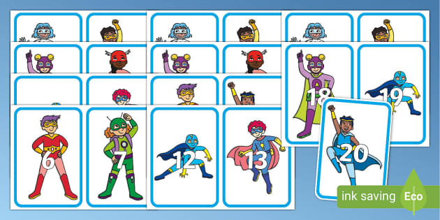 Superhero Number Flashcards (teacher made) - Twinkl