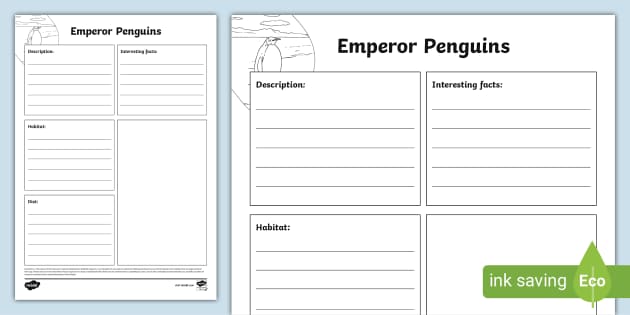 Emperor Penguin Fact File Template (teacher made) - Twinkl