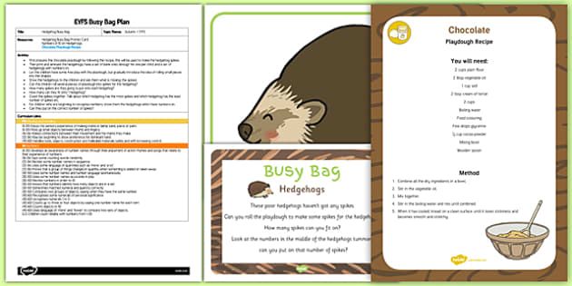 EYFS Hedgehog Busy Bag Plan and Resource Pack (teacher made)