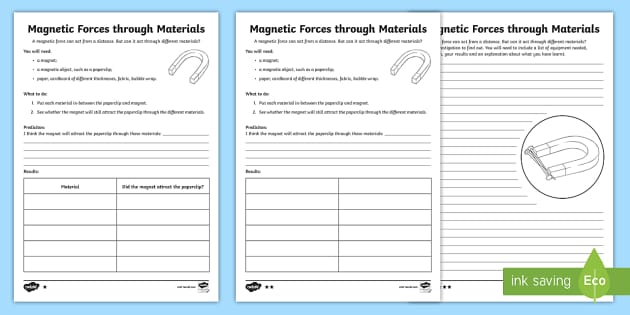 Magnetic Forces through Materials Differentiated Worksheets