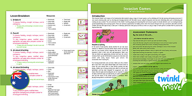FREE! - Move PE Year 6 Invasion Games Unit Overview - Twinkl