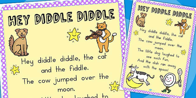 Hey Diddle Diddle Nursery Rhyme Poster A2 - Twinkl