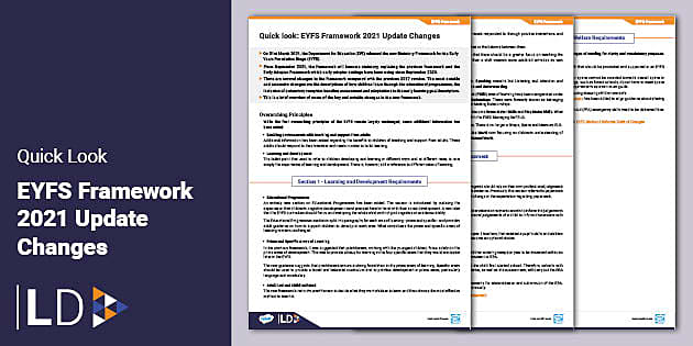 Quick look: EYFS Framework 2021 Update Changes