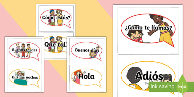 Spanish Greetings and Questions Display Cards - Twinkl