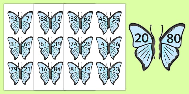 Number Bonds To 100 On Butterflies teacher Made Number Bonds To 100 On Butterflies teacher Made
