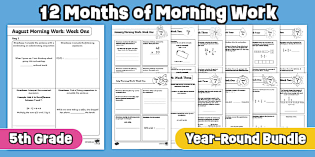 Fifth Grade 12 Months of Morning Work Bundle