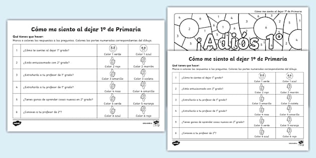 Hoja de colorear: ¡adiós, 1° grado! - Twinkl