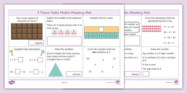  3 Times Table Maths Mastery Mat l enseignant A Fait 