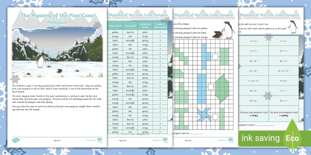 👉 Y4 The Mystery of the Pine Cone Penguin Maths Mystery