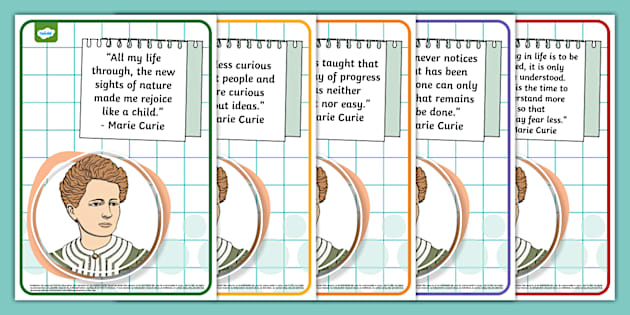 Marie Curie Quotations Display Poster Pack (teacher made) Marie Curie Quotations Display Poster Pack (teacher made)