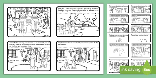Hansel and Gretel Story Sequencing (4 per A4) (teacher made)
