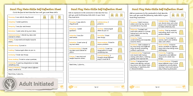 Play for All - Sand Play Meta-Skills Self-Reflection Sheets
