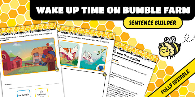 Wake Up Time on Bumble Farm: Colourful Semantics Sentence Builder