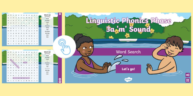 Linguistic Phonics Phase 3a 'm' Sound Interactive Word Search