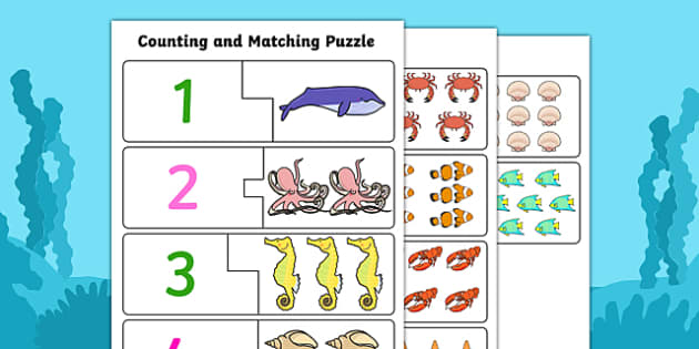 Under The Sea Themed Counting and Matching Puzzle - ESL Counting Puzzle Under The Sea Themed Counting and Matching Puzzle - ESL Counting Puzzle