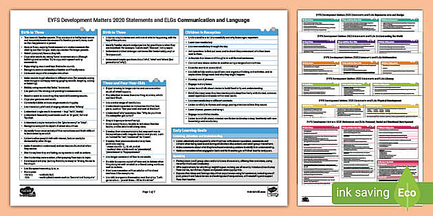 EYFS Statements Development Matters Birth - Reception