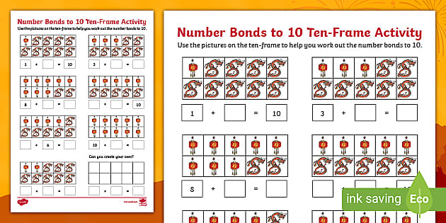 👉 Number Bonds to 10 Chinese New Year Ten-Frame Activity