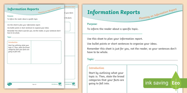 Level 2 Writing - Information Report Planning Sheet - Twinkl