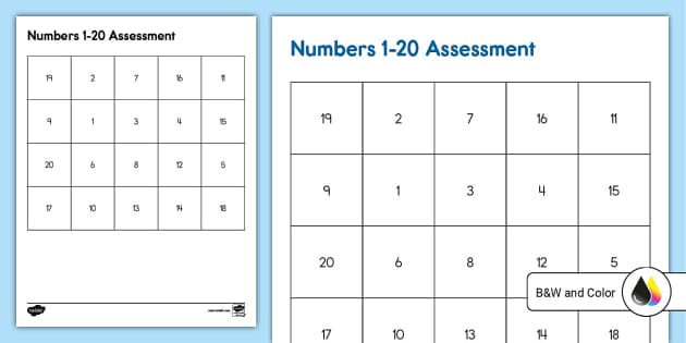 Numbers 1 20 Assessment Progress Sheet teacher Made 