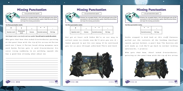 Writing Direct Speech KS2 Differentiated Worksheets