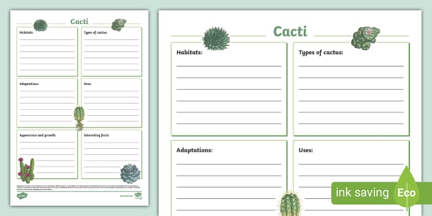 Cacti Fact File Template (Teacher-Made) - Twinkl