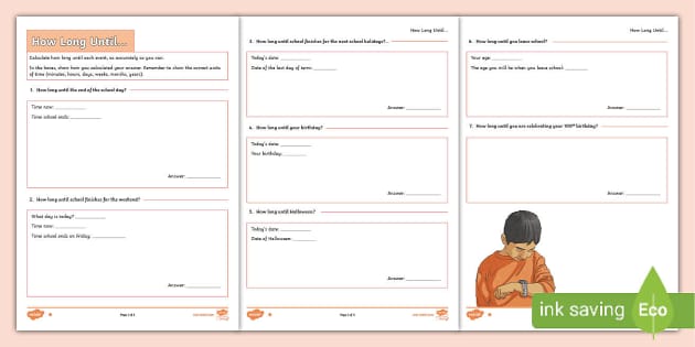 How Long Until... Activity Sheet (teacher made) - Twinkl How Long Until... Activity Sheet (teacher made) - Twinkl