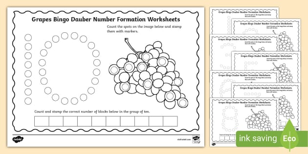 Grapes Bingo Dauber Worksheets | Twinkl | Maths | KS1 | EYFS