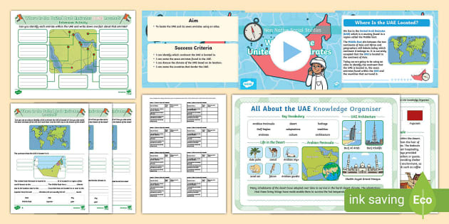 Non-Native Social Studies: Where is the UAE located? Year 2 Lesson Pack 1