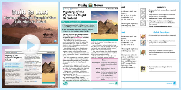 UKS2 Building the Pyramids Daily News Resource Pack - Twinkl