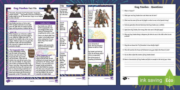 Guy Fawkes KS2 Differentiated Reading Comprehension Activity