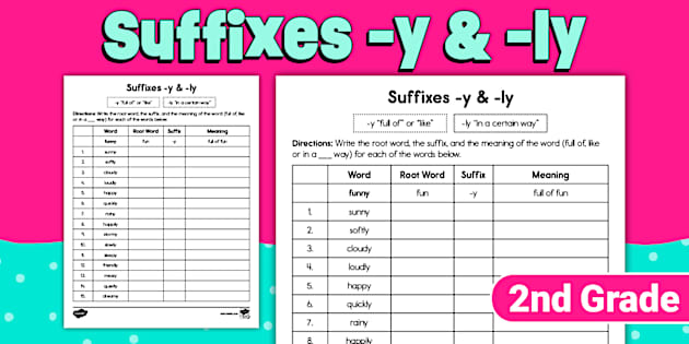 Second Grade Suffixes -y & -ly Worksheet