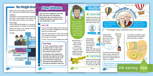 KS1 The History of Flight Bumper Reading Comprehension Pack