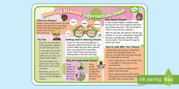Wearing Glasses Information Sheet (teacher made) - Twinkl