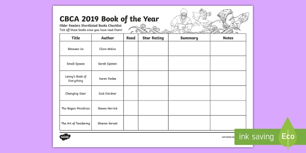 CBCA Book Week 2019 Upper Primary Reading Checklist - Twinkl