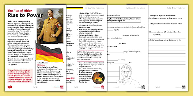 The Rise of Hitler - Rise to Power Knowledge Organiser