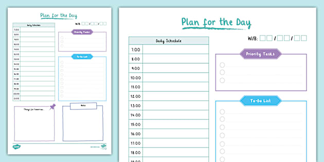 Educator Plan for the Day Template ELC (teacher made)
