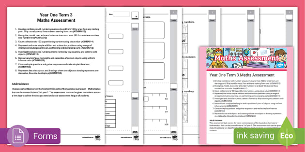 Year 1 Term 3 Maths Assessment (teacher made) - Twinkl