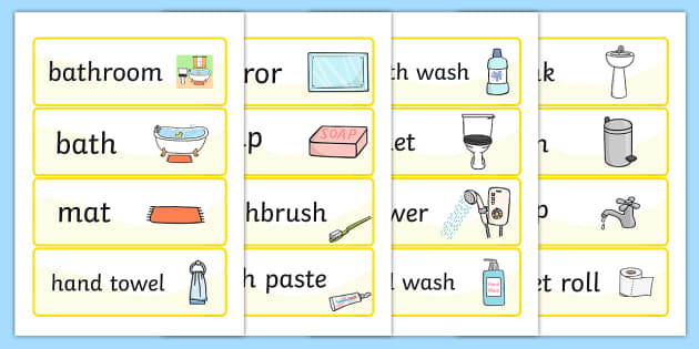 Bathroom Vocabulary Cards - ESL Vocabulary Resources