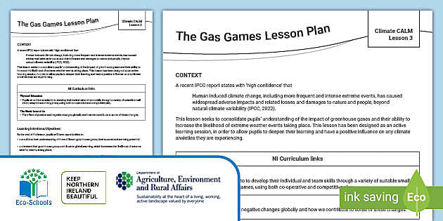 FREE! - Climate CALM Lesson 3, The Gas Games Lesson Plan