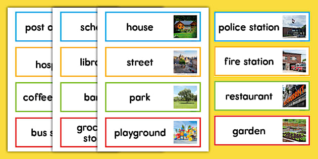 In My Neighborhood Photo Word Cards (teacher made) - Twinkl