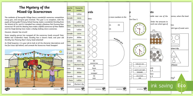 The Mystery of the Mixed Up Scarecrows Maths Game - Twinkl