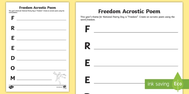 Freedom Acrostic Poem l enseignant A Fait Twinkl