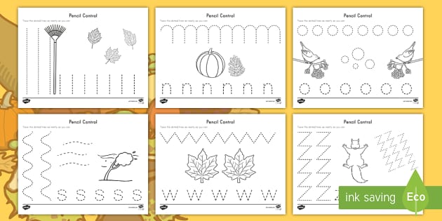 Fall Pencil Control Worksheet / Worksheets (teacher made)