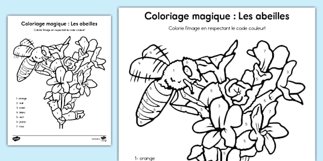 Coloriage magique : Les abeilles (teacher made) - Twinkl