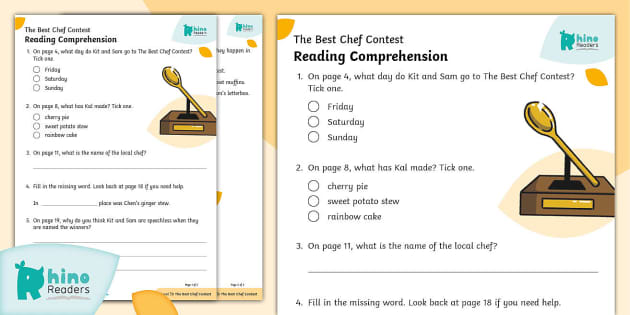 Level 5b The Best Chef Contest: Comprehension (teacher made)