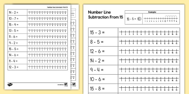 Number Line Subtraction From 15 Activity (teacher made)