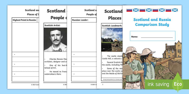Scotland and Russia Comparison Research Booklet - Twinkl