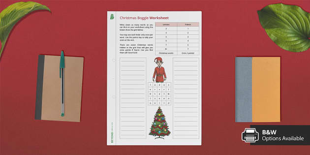 Christmas Boggle for Years 7-8 (teacher made) - Twinkl