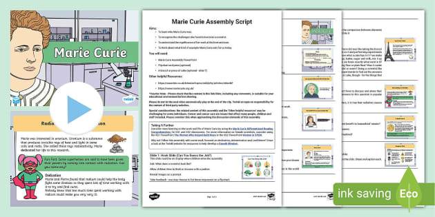Marie Curie Assembly Pack (teacher made) - Twinkl