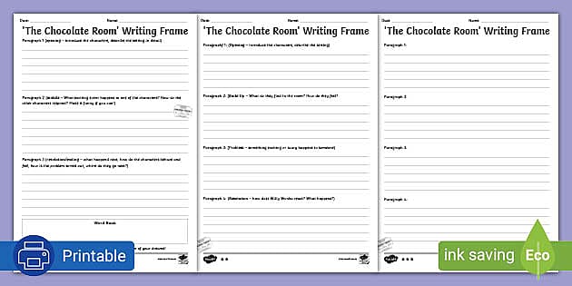 Charlie And The Chocolate Factory Writing Frame Activity